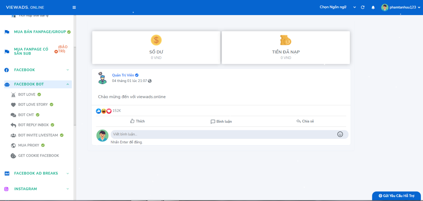 Hệ Thống Tăng Like Sub View Commen Facebook, Tiktok, Youtube ...